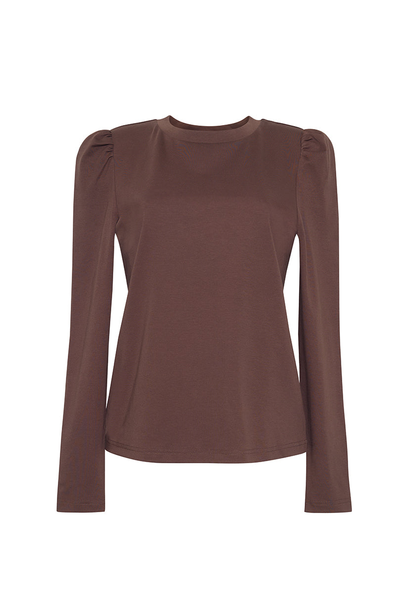 The Maren Puff Sleeve Shirt in Chocolate | Burgess Collection – The ...