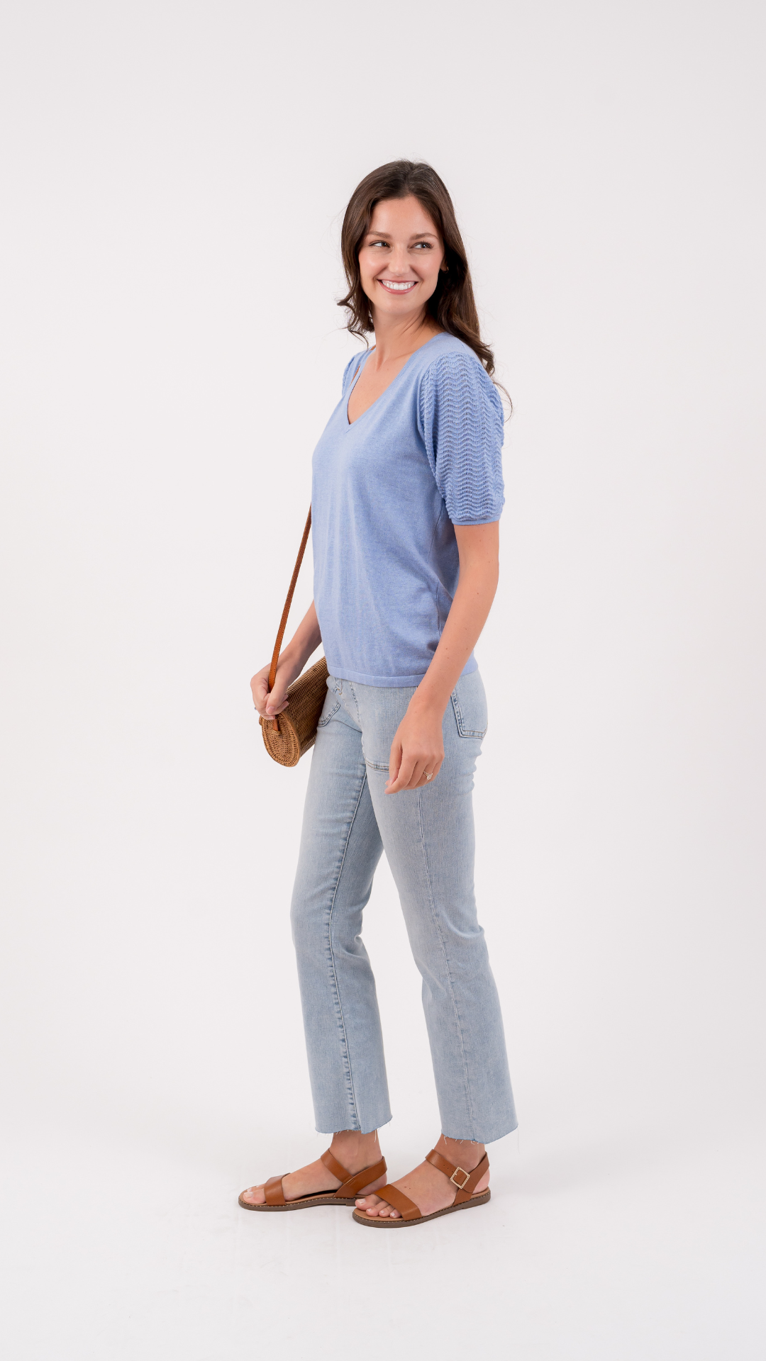 The Caroline V-Neck | Sky – The Burgess Collection